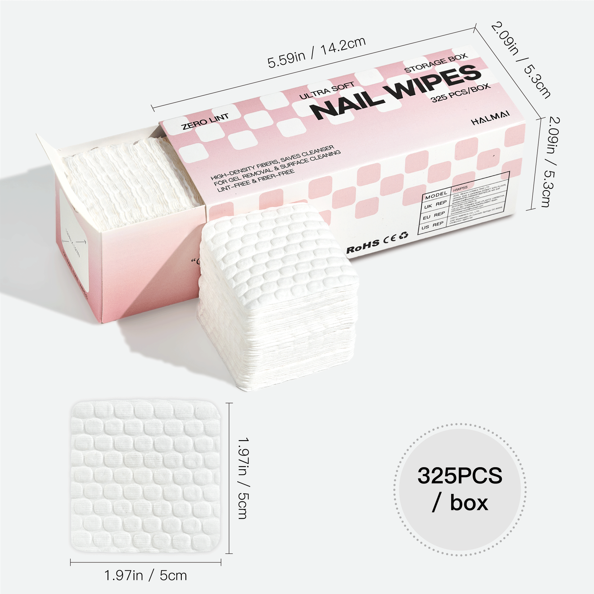 HALMAI Soft-Grip Nail Wipes - 1,300 PCS Professional Bundle | Lint-Free